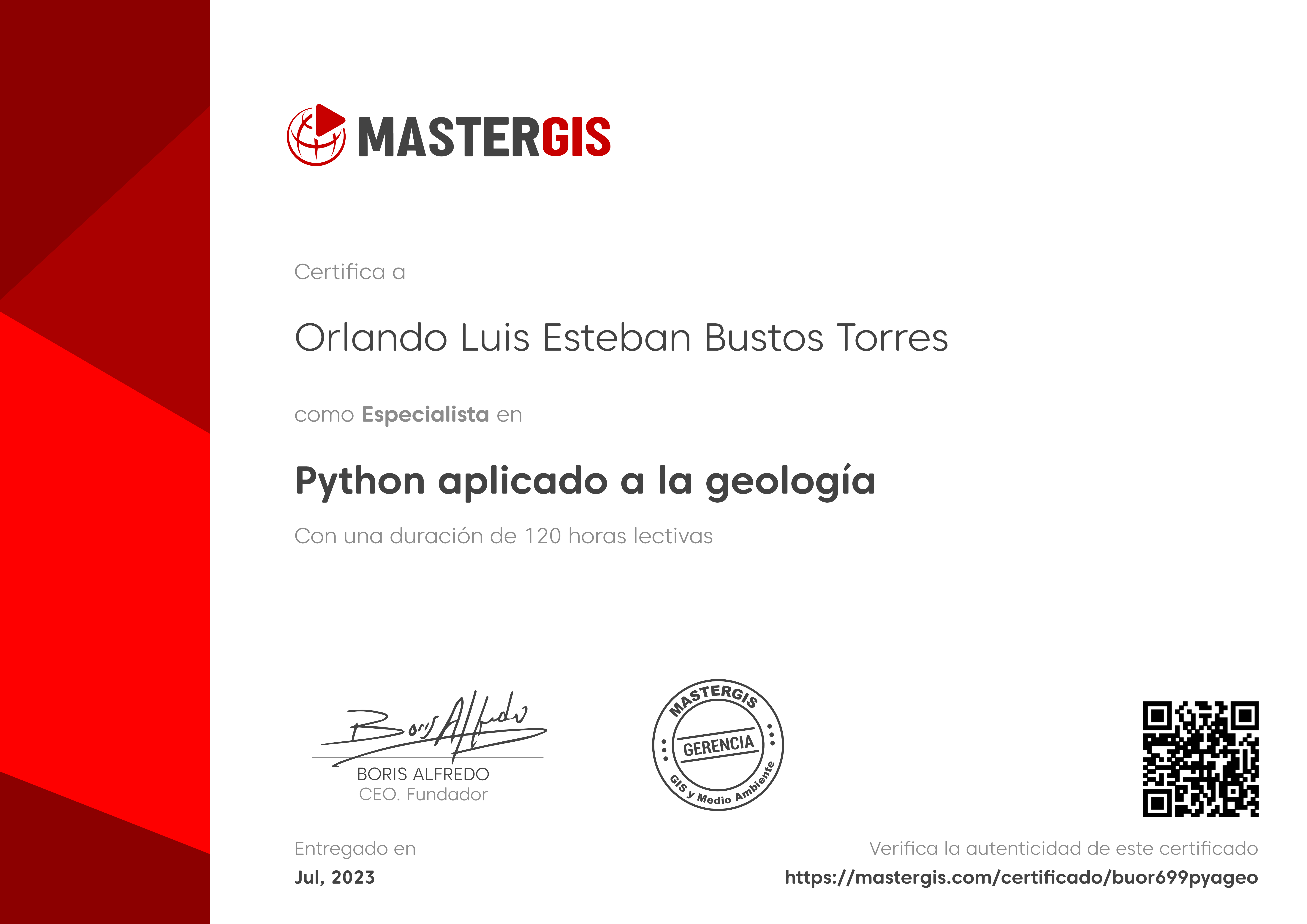 Orlando Bustos - Python aplicado a la geología | Mastergis