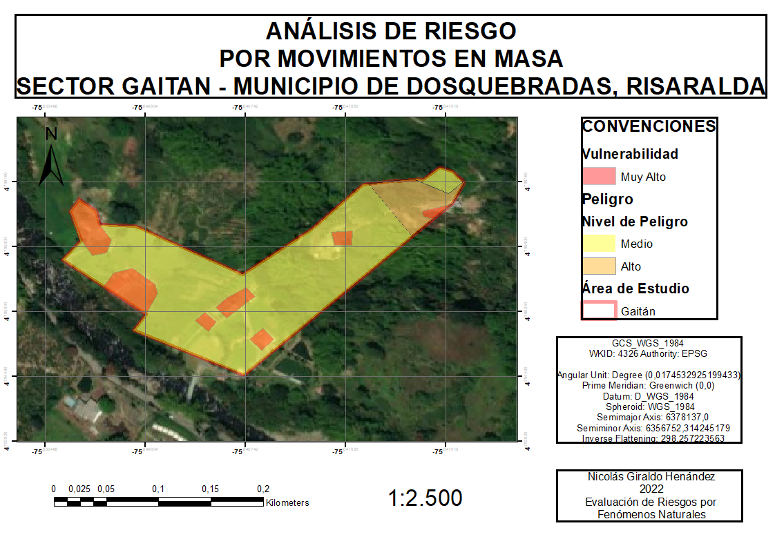 Análisis de Riesgo por movimiento en masa. Sector Gaitán - Dosquebradas, Risaralda. | Mastergis