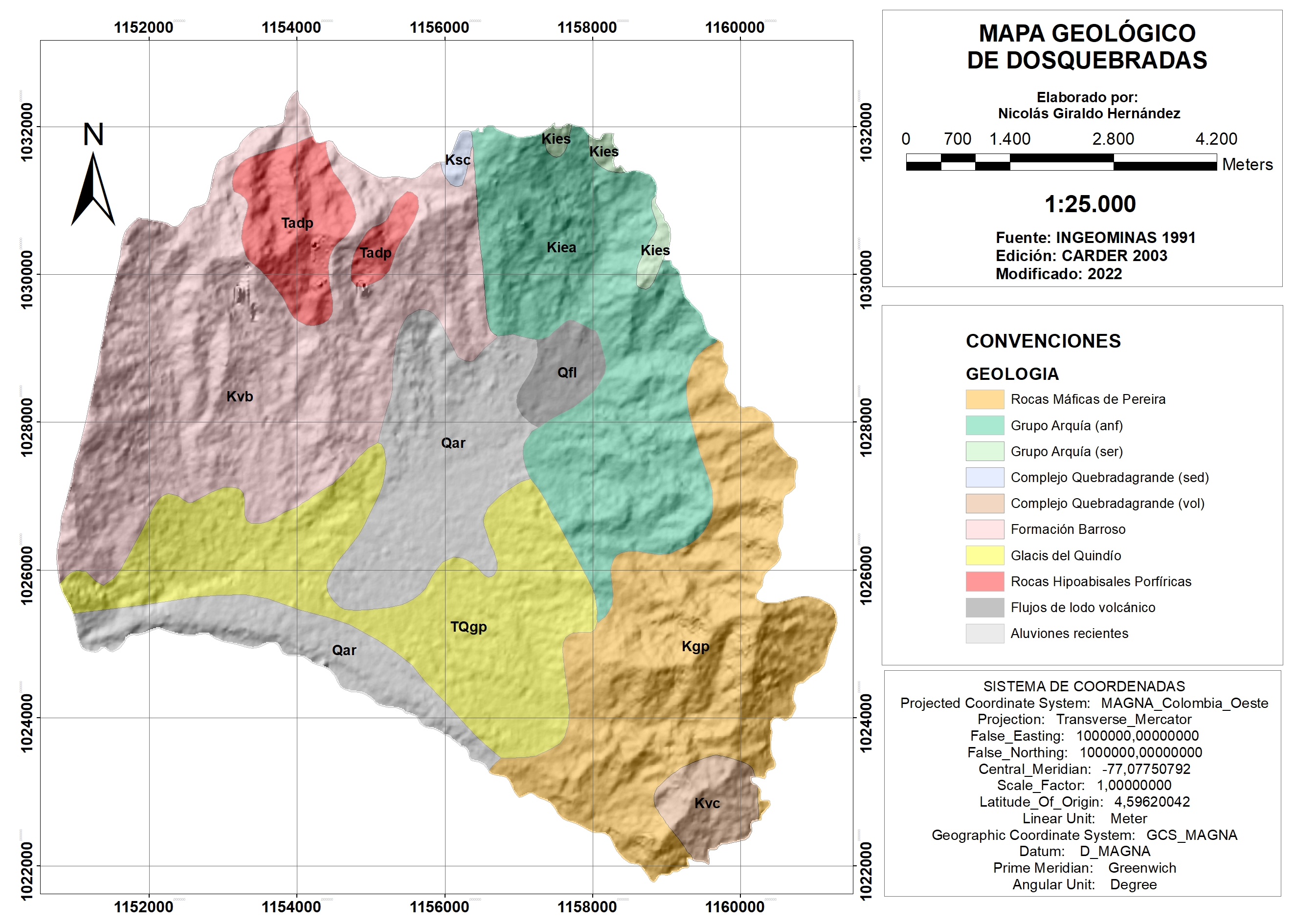 Mapa geológico de Dosquebradas - Colombia | Mastergis