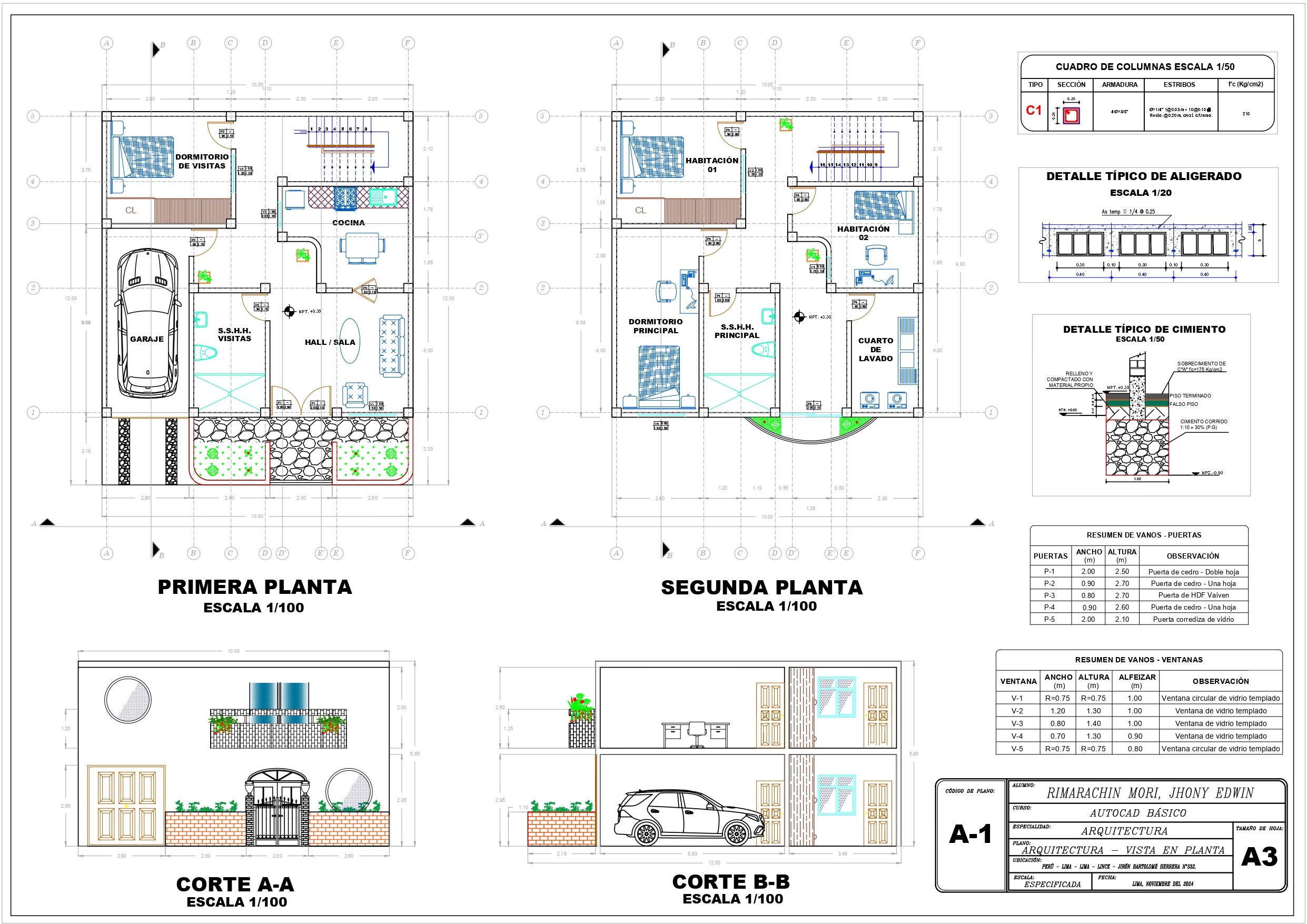DISEÑO DE PLANO DE VIVIENDA UNIFAMILIAR DE DOS NIVELES EN AUTOCAD ... DISEÑO DE PLANO DE VIVIENDA UNIFAMILIAR DE DOS NIVELES EN AUTOCAD ...