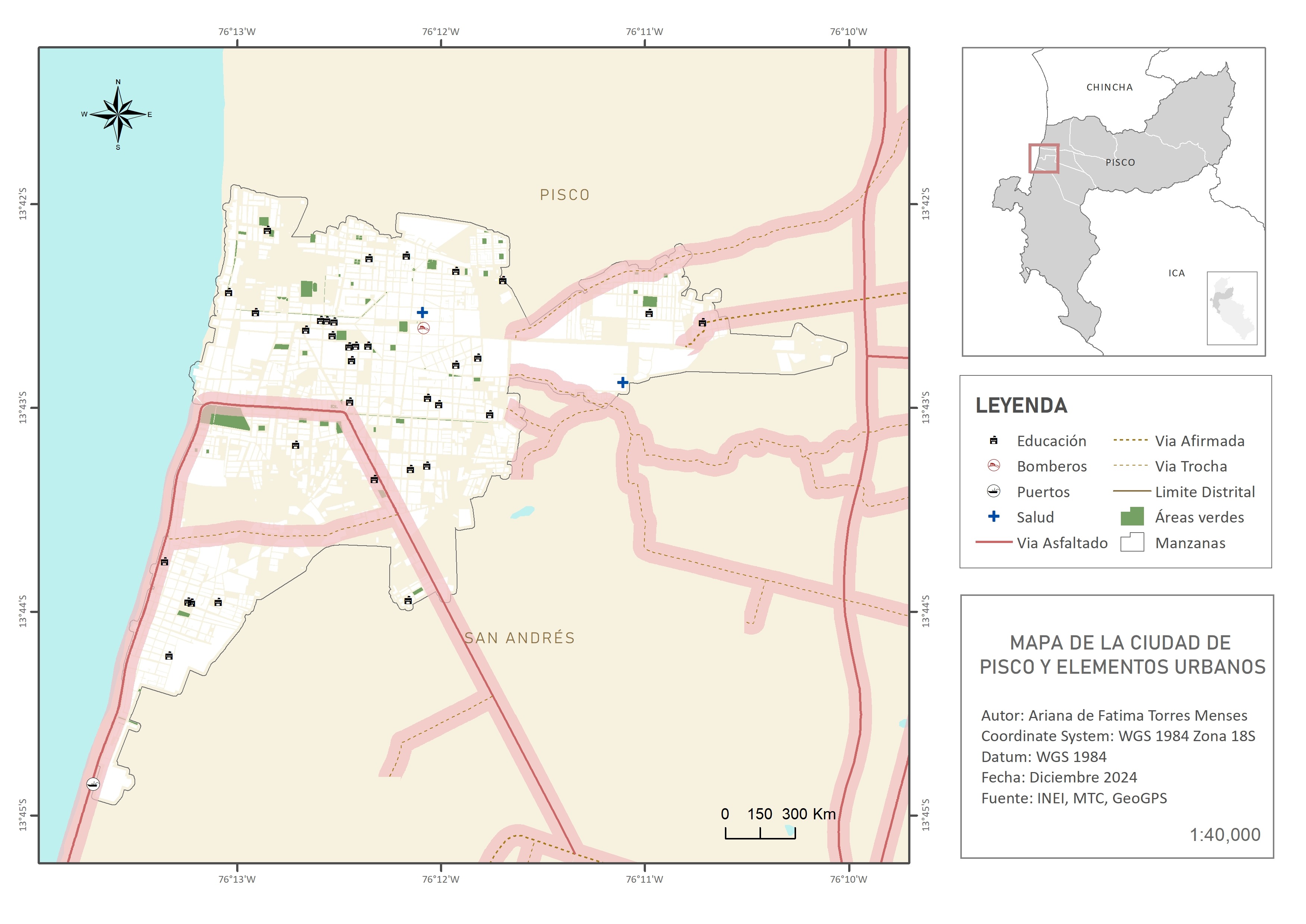 Mapa de elementos urbanos de la ciudad de Pisco | Mastergis